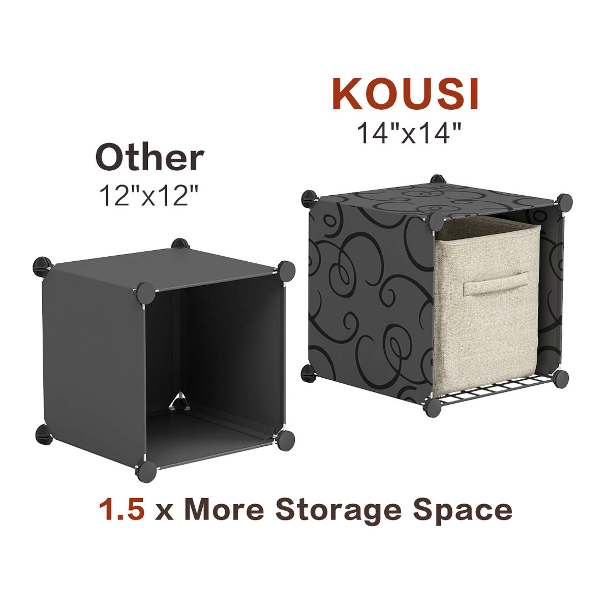 KOUSI Large Cube Storage -14"x18" Depth Cube (25 Cubes) Cube Organizer Cube Storage Shelves Cubby Organizing Closet Storage Organizer Cabinet Shelving Bookshelf Toy Organizer, White