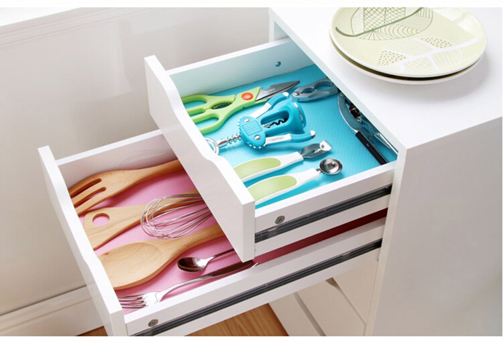 Humibird EVA Cabinet Drawer Liner Bright-Colored Shelf Liner Non-Adhesive Refrigerator Pad Cupboard Non-Slip Mat (2 Rolls in Blue)