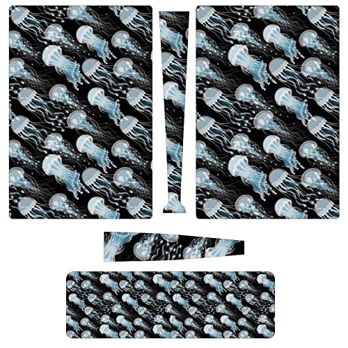 Glowing Jellyfish Full Protective Skin Cover Design Wrap Decal Sticker Compatible with PS5 Digital Edition Console and Controller