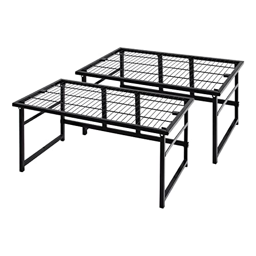 Origami R1 Stackable Storage Shelf, Collapsible/Foldable Steel Shelving Holds up to 150 Pounds (Per Rack), Modular Heavy Duty Garage Storage & Organization Utility Shelf (2-Pack) (Black, R1)