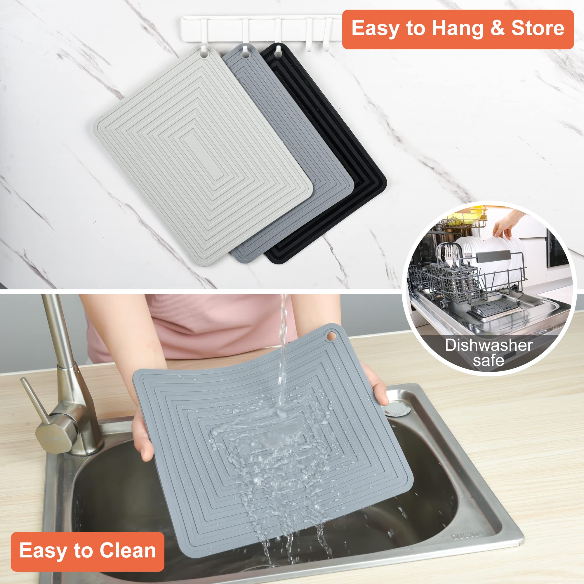 SPUVGVC Silicone Trivets for Dishes-Trivets for Hot Pots and Pans-Heat Resistant Mat for Countertops, Kitchen Small Dish Drying Mat, Silicone Pot Holders-Hot Pads for Kitchen Set 2 Teal