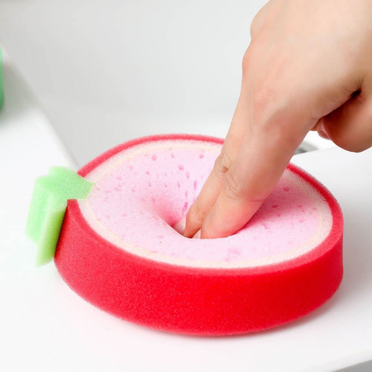 Elsjoy 8 Pack 4 Styles Bath Sponges, Fruit Shaped Bathing Sponges Cute Dish Cleaning Scrubber, Kitchen Sponge Body Wash Sponges for Shower Exfoliating, Kiwi/Orange/Melon/Strawberry