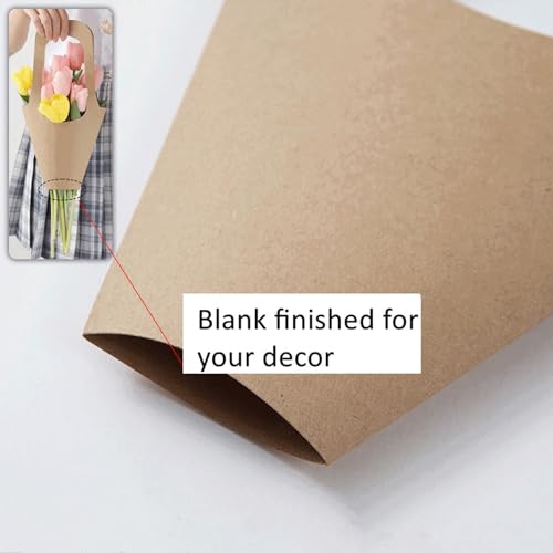 Firbirch 10 Pcs Kraft Paper Bouquet Bags with Handle, Brown Paper Flower Wrapping Gift Bags for Valentine's Day Florist Wedding Party Home Decoration (Small(35 x 19cm))