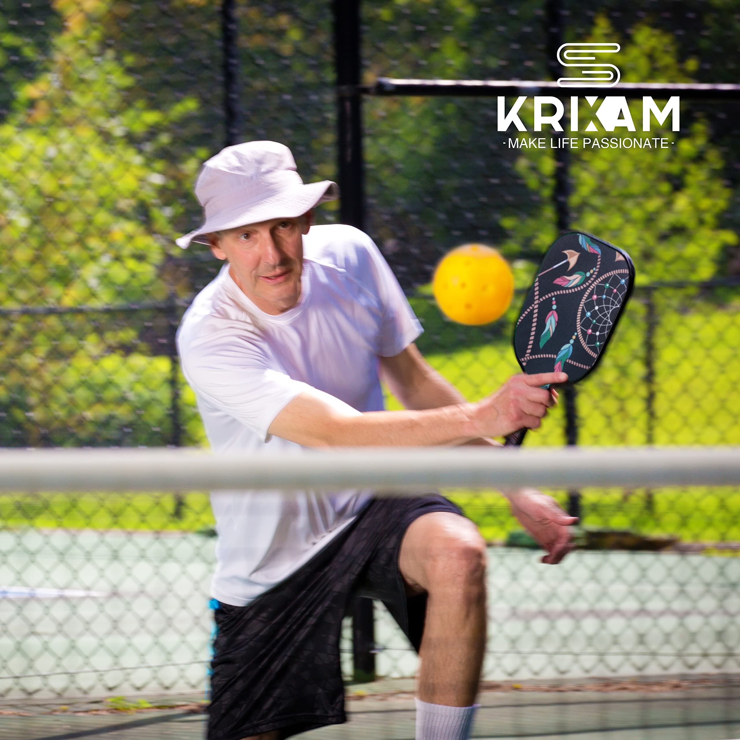 Krixam Pickleball Paddles with Graphite Carbon Fiber and Polypropylene Core, Lightweight Pickleball Rackets with Comfortable Grip (2Pcs)