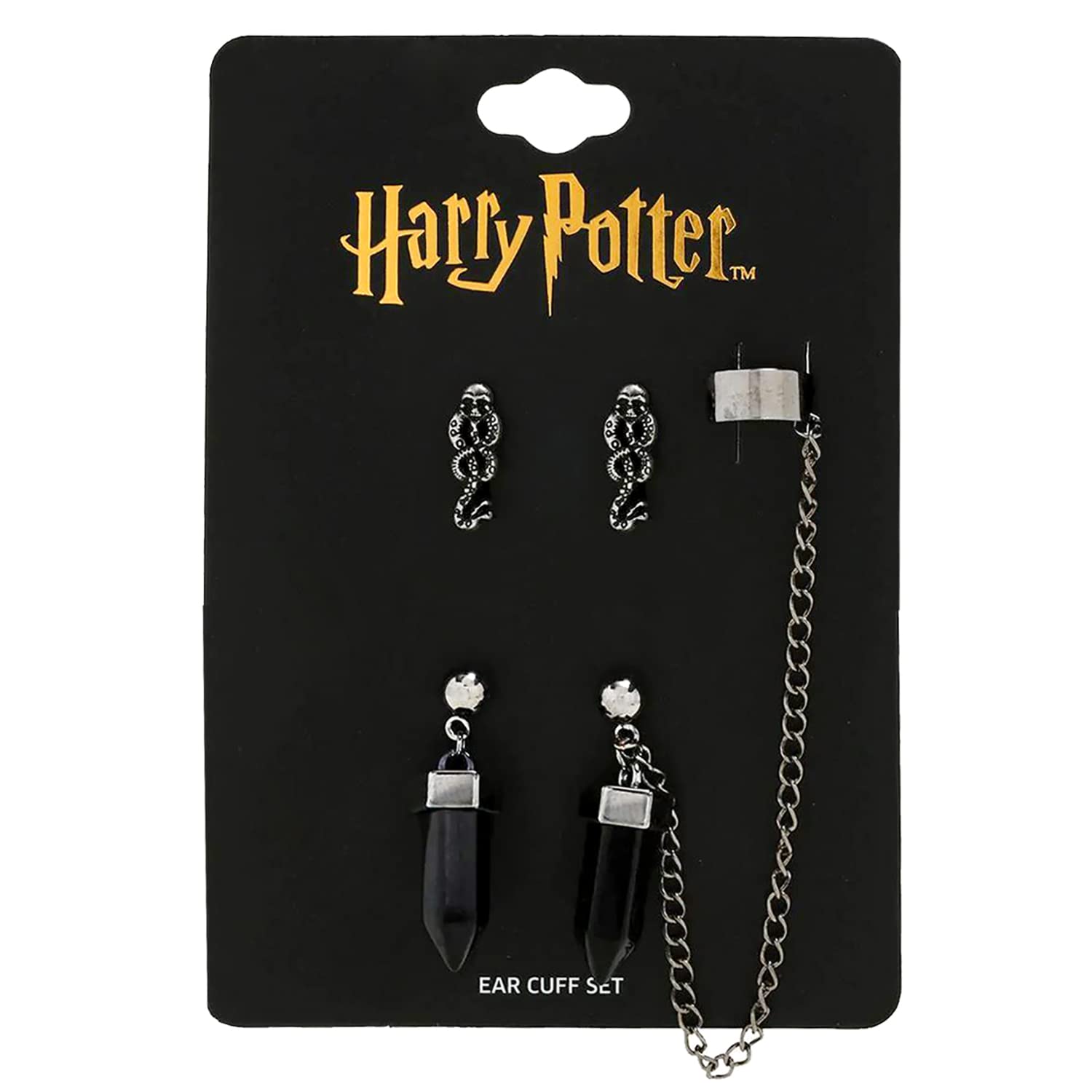 Harry Potter Death Eater Dark Mark Studs Dangling Crystals Ear Cuff Set
