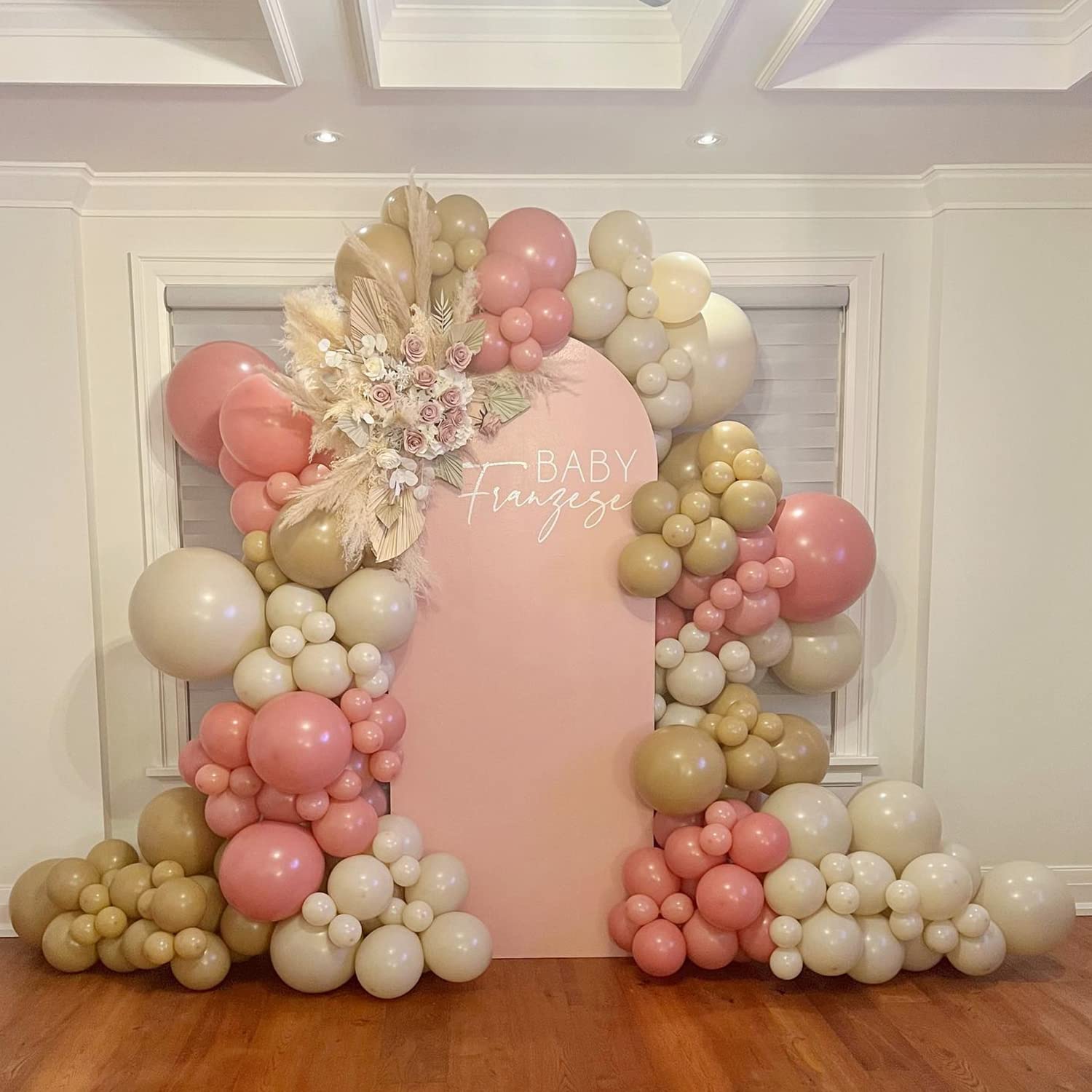 FENCYGIH 130Pcs Boho Balloon Garland Arch Kit, Boho Baby Shower Decorations with Dusty Pink Nude Sand White Long Twisting Balloons White Paper Tassels for Two Groovy Boho Rainbow Party Decorations