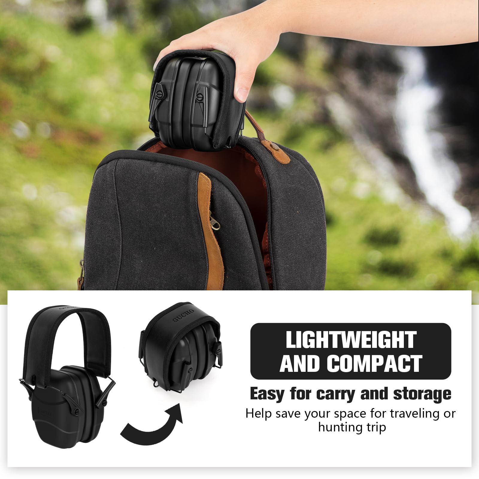 GUCHO 34 dB NRR Noise Reduction Safety Shooting Ear Muffs,Hearing Protection Ear Muffs,Shooting Range Ear Protection for Hunting Mowing