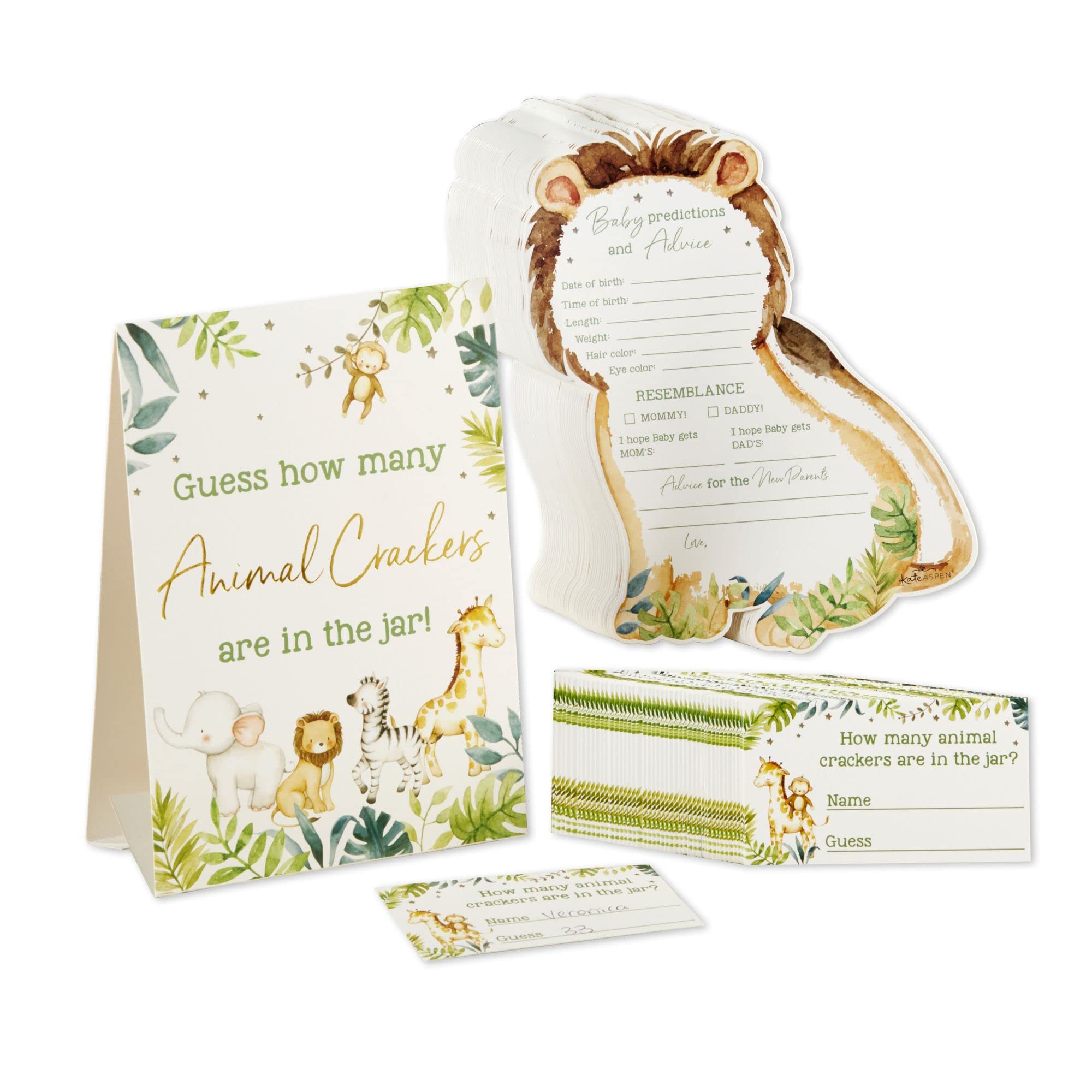 Kate Aspen Decorations Safari Baby Shower, One Size, Advice Cards & Game