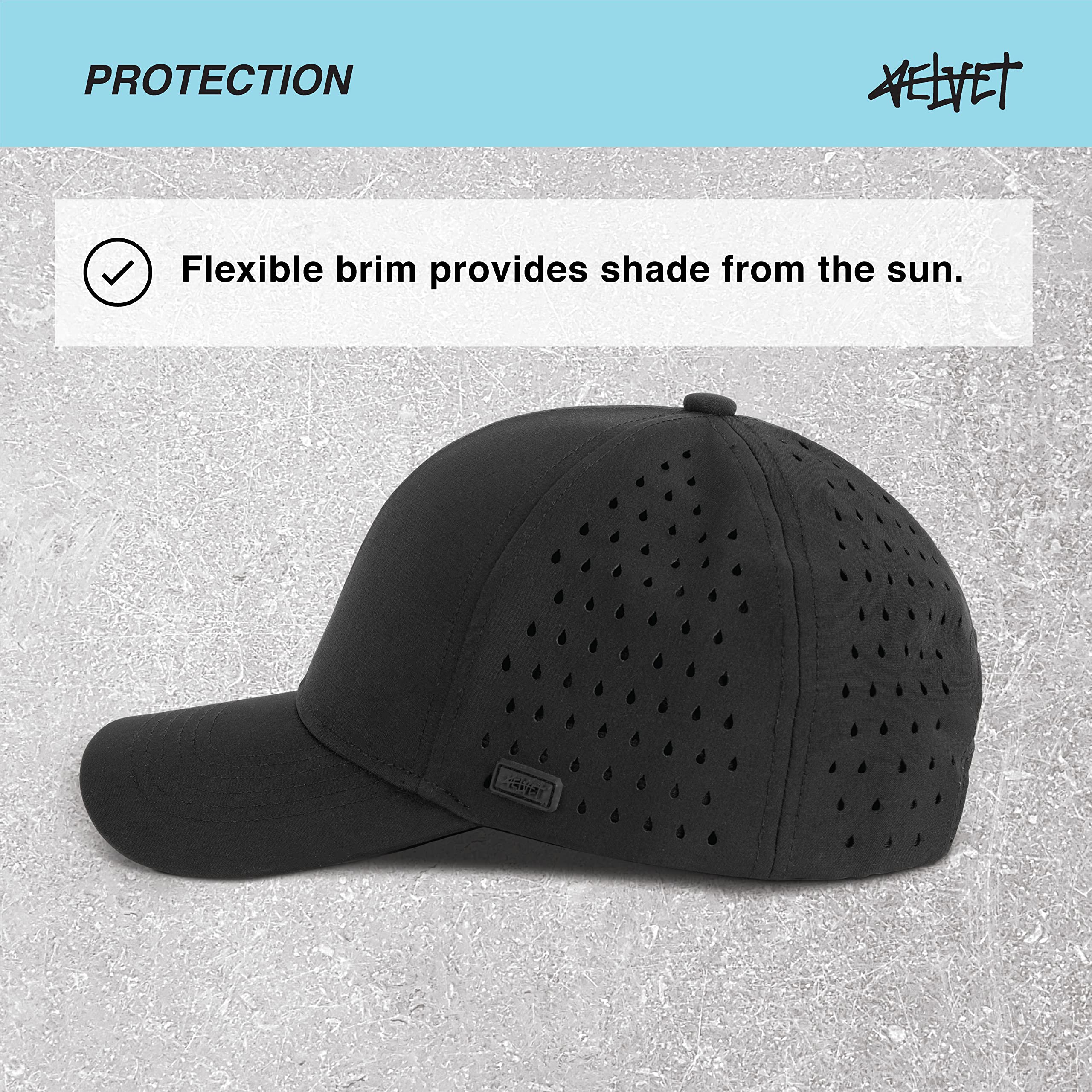 Hydro Waterproof 6-Panel Sports Hat, Floating Performance Snapback Cap. Water-Resistant Baseball Hat for Surf, Boat, Golf, Everyday use with Sweat Resistant Band. One Size Fits All, Unisex Gray