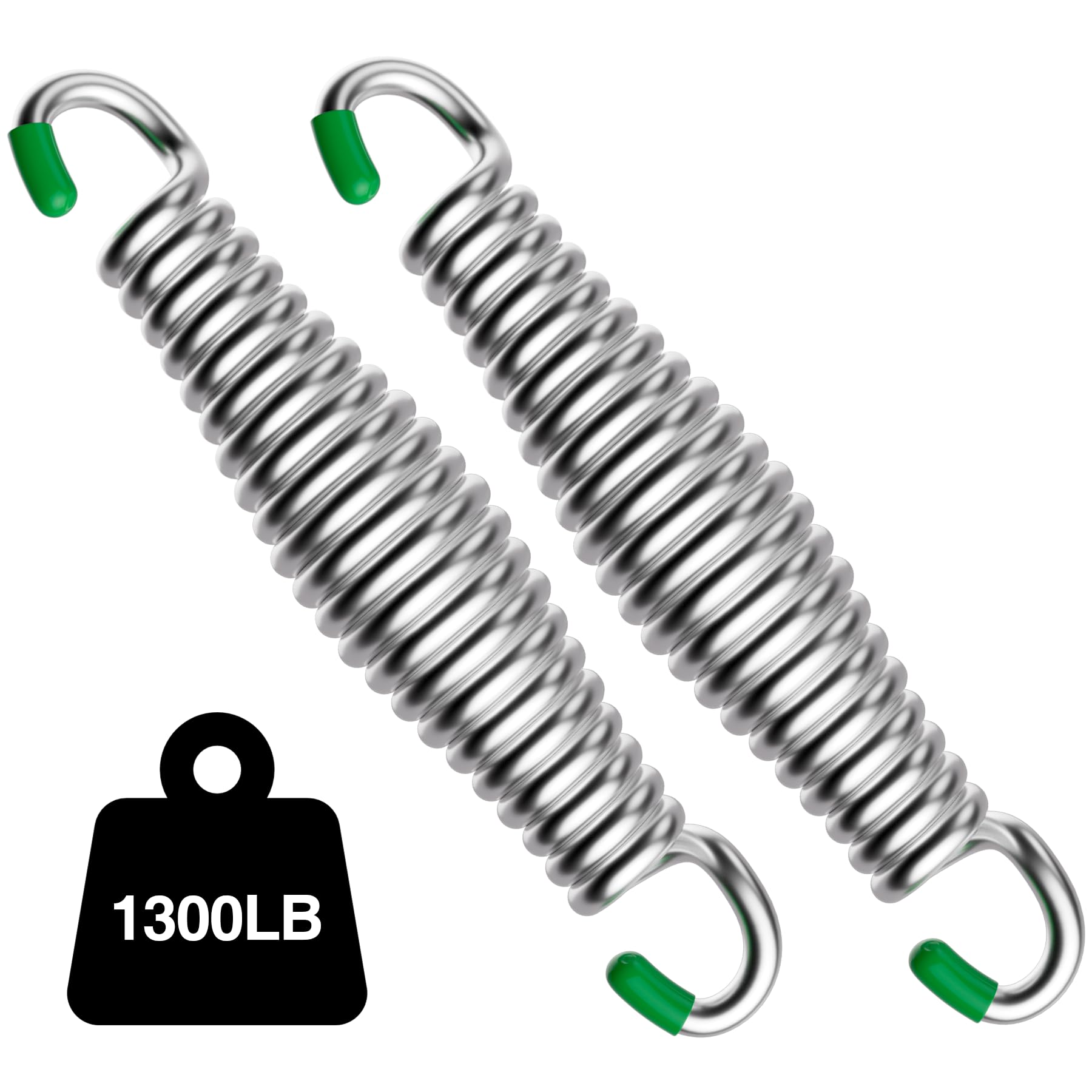 UEAKPIC 2 Pack Porch Swing Springs Heavy Duty - 1400Lbs,304 Stainless Steel Extension Spring for Hammock,Sunshade,Boxing Bag,Hanging Chair,Gym- Silver