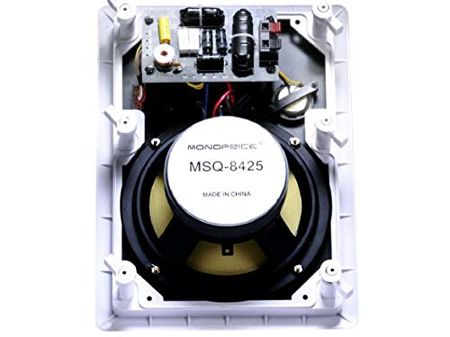 Monoprice 3-Way Fiber In-Wall Speakers - 8 Inch (Pair) With Removable And Paintable Grille - Caliber Series