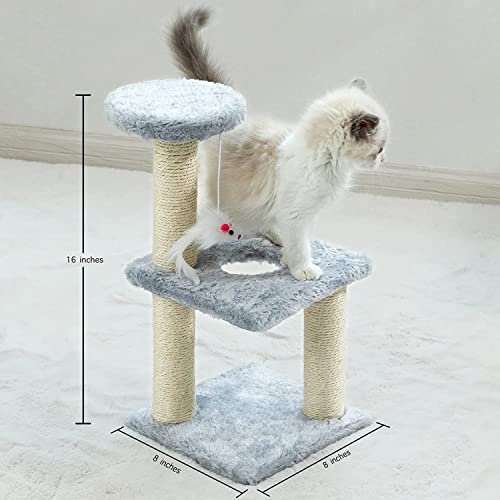 Small Cat Scratching Toy-Small Kitten Toy, Cat Toys for Indoor Cats, Kittens Post and Dangling Ball for Indoor Kittens and Cat Tree Small, Great for Kittens, Made for Kitten and Small Cat 16" Height