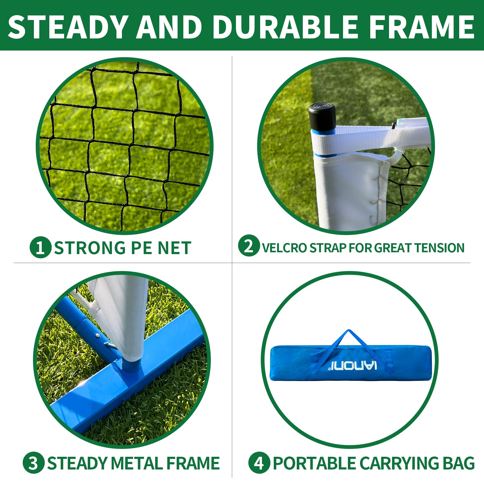 KUIWA Pickleball Net Set with 4 Paddles(Includes Metal Frame +10FT Pickleball Net + 4 Pickleball Paddles + 4 Pickleball Balls + Rules Sheet in Carry Bag)