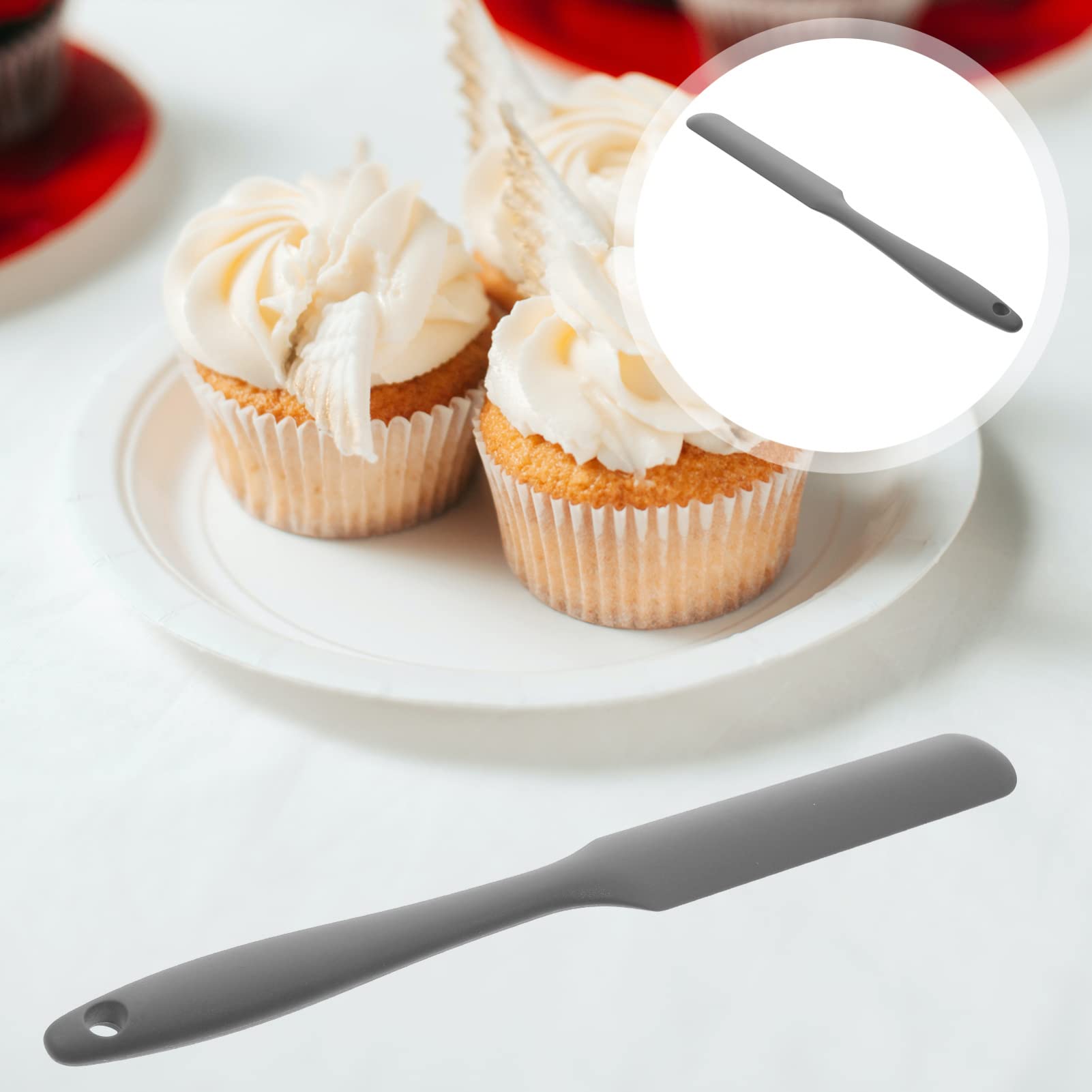 Kichvoe Baking Spatula Sourdough Starter Silicone Spatula Jar Spatulas Cake Cream Butter Spatulas Mixing Scraper Mixing Spoon Non-stick Flexible Baking Cooking Tool Grey