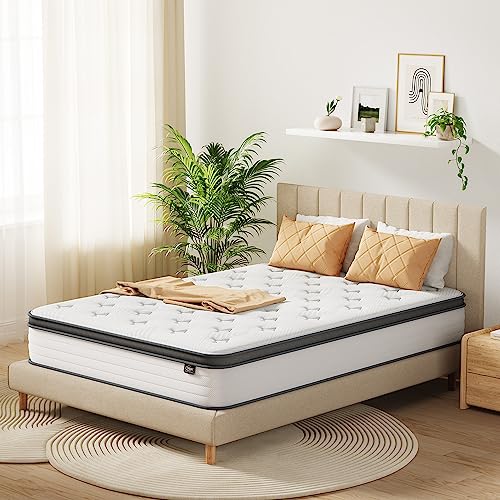 TeQsli Twin Mattress, 12 Inch Memory Foam Innerspring Hybrid Mattress in a Box