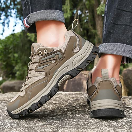 HARMOX Men's Women's Hiking Boot Slip Resistant Hiking Shoes for Men Waterproof Anti Slip Brown
