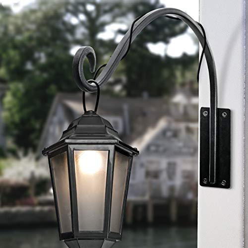 Lifyzoon Heavy Duty Plant Hanger Bracket (16"/Black) Outdoor Hand-Forged Hanging Plant Bracket Durable and Stable Bird Feeder Hanger