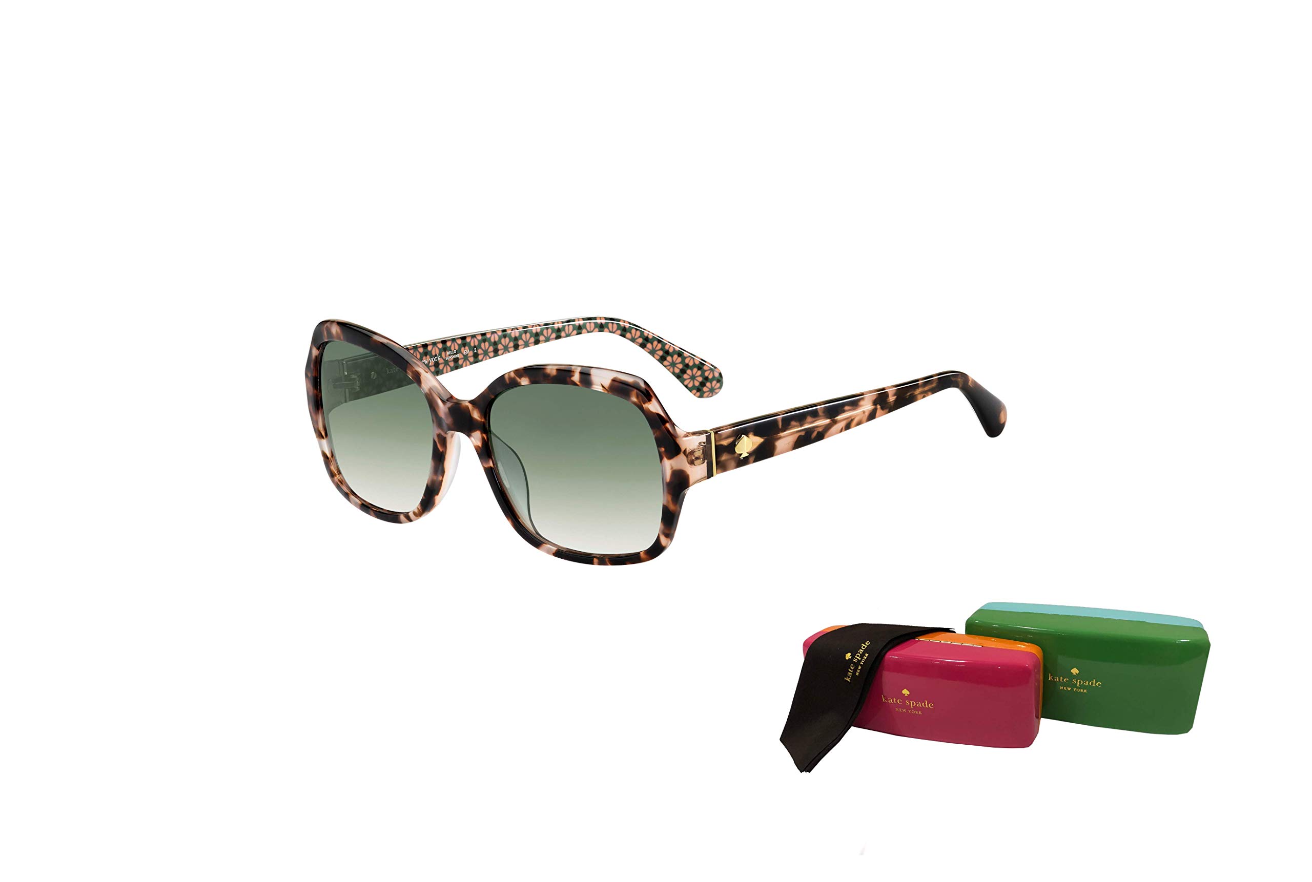 kate spade new york Amberlynn/S 0MAP/9K 57MM Havana Pattern Pink/Green Shaded Square Sunglasses for Women + BUNDLE with Designer iWear Eyewear Kit