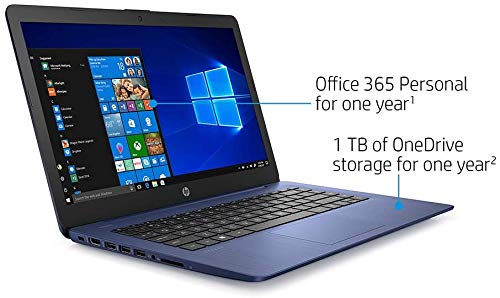 hp Newest Stream 14" HD SVA Laptop Computer, Intel Celeron N4020 Processor, 8GB RAM, 128GB Space(64GB eMMC+64GB MSD), Office 365, HDMI, Bluetooth, Windows 10, Blue, AllyFlex MP, Online Class