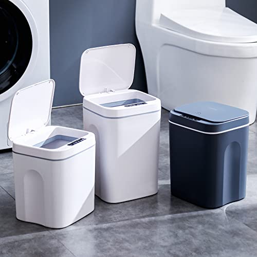 Smart Trash Can,Touchless Bathroom Trash Can with Lid,4.23 Gallon Motion Sensor Kitchen Garbage Can 16L Plastic Slim Trash Bin for Office,Living Room,Bedroom(No Battery) (16L, Blue)