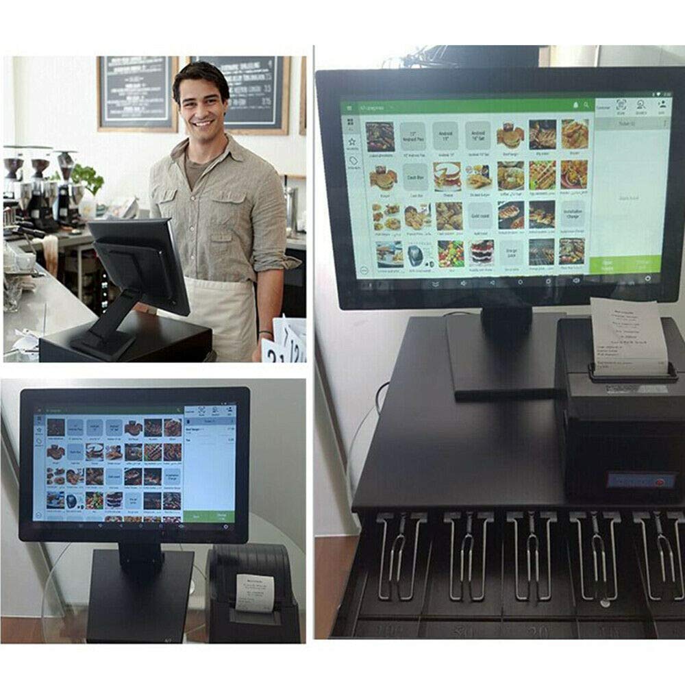 Kathring 15 Inches Capacitive LED Touch Screen Monitor, VGA Input Touchscreen with Adjustable POS Stand for Office, Retail, Restaurant, Bar, Gym, Warehouse