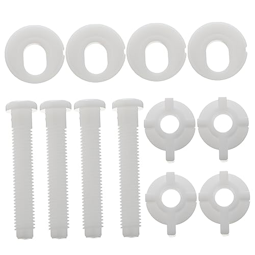 OSALADI Toilet Screws 8 Pcs Toilet Screw Toilet Bowl Seat Toilet Tank Bolts Ground Screw Toilet Hinge Toilet Seat Replacement Screws Plastic White Toilet Seat Cover Screws Water Tank Nut
