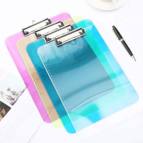 TGRTY Office Supply Clipboard A4 Acrylic Clipboard Transparent Writing Drawing Office Pads Paper Exam Storage Clip Board Stationery for School Supplies Durable Low Profile Clip (Color : Blue 1pc)