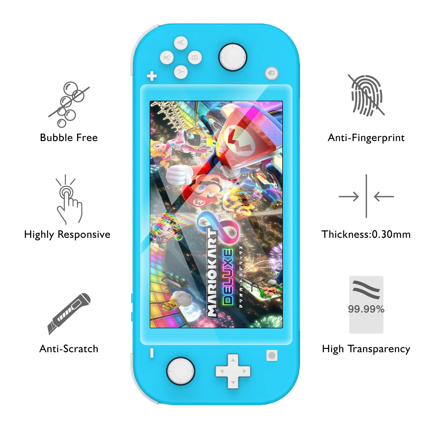 HEYSTOP Carrying Case Compatible with Nintendo Switch Lite with 2 Pack Screen Protector, Protective Hard Shell Travel Carrying Convex Case Pouch for Nintendo Switch Lite Console, Grey