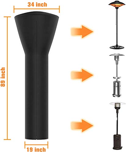 LEMI Patio Heater Covers Waterproof with Zipper and Adjustable Strap, Propane Heater Cover Gas Heater Cover, 34x 19x 89 Inch Fits Most Round Standup Patio Heaters, Black