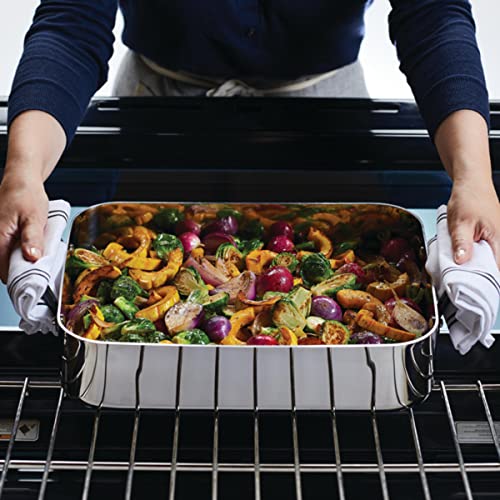 KitchenAid 5-Ply Clad Roasting Pan/Roaster with Removable Rack, 15 Inch x 11.5 Inch, Polished Stainless Steel