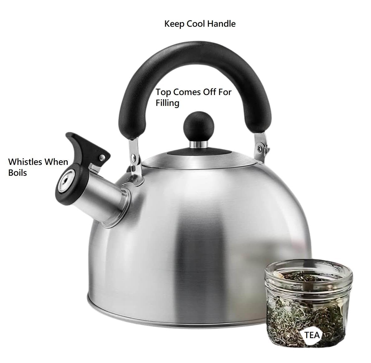 Stainless Steel Whistling Kettle 2.5qt/2.37l Hot Water Tea Stovetop