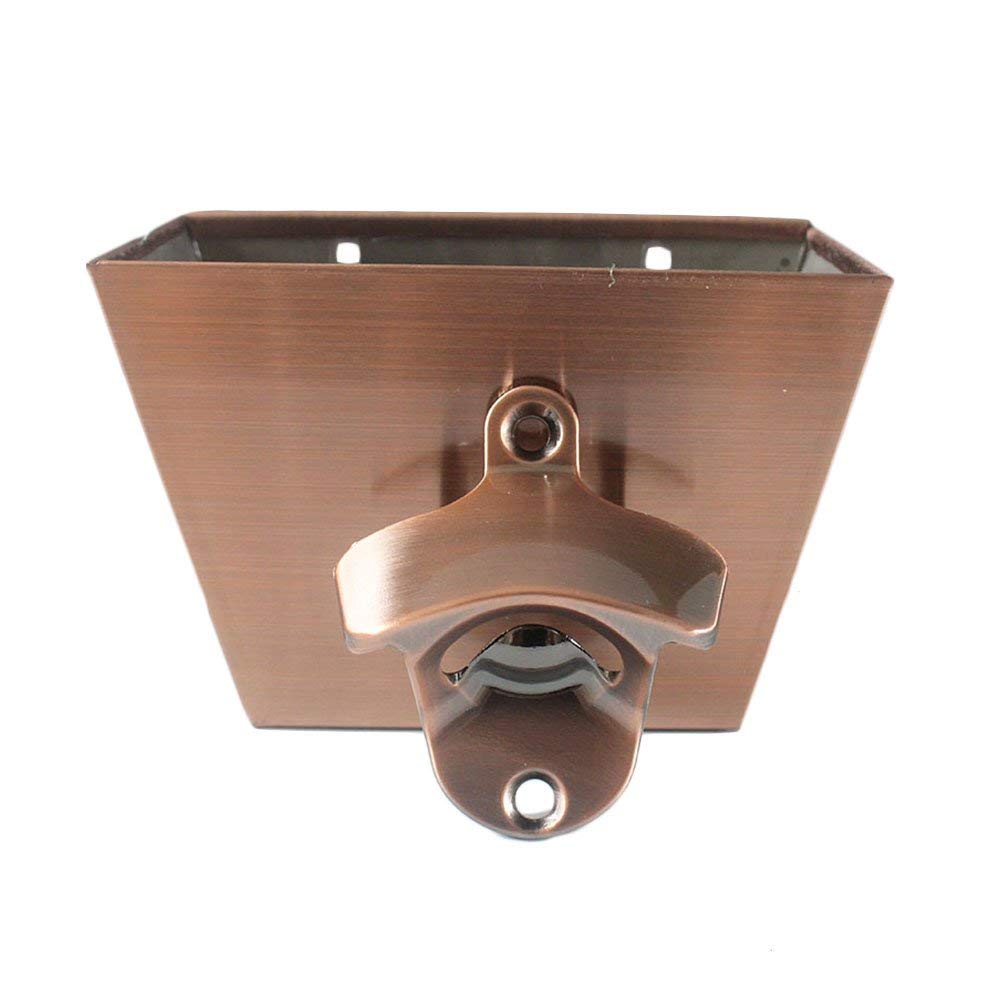 Luwanburg Stainless Beer Cap Opener Wall Mounted Bottle Opener with Cap Catcher Antique Copper