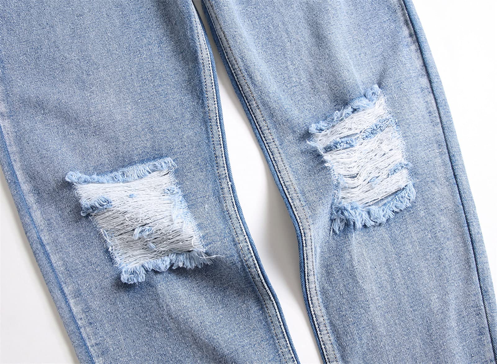 Men's Ripped Distressed Jeans Destroyed Slim Fit Skinny Stretchy Denim Pants Vintage Hip Hop Washed Holes Jean (Light Blue,38)