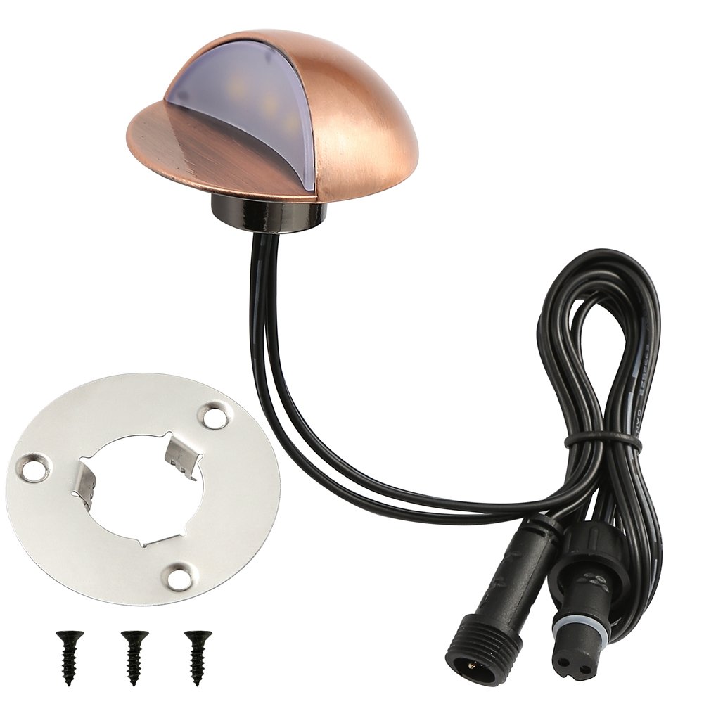 FVTLED Recessed LED Deck Lighting, 1pcs Φ1.38 Half Moon In Ground Outdoor Landscape LED RGB Light, Black