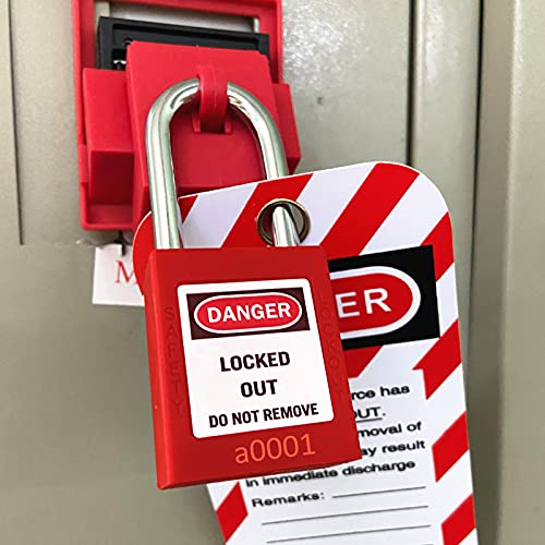 Lockout Tagout Lock 5pcs Set Loto Product Safe Padlocks for Lock Out Tag Out Stations and Devices (Red, Key Alike)