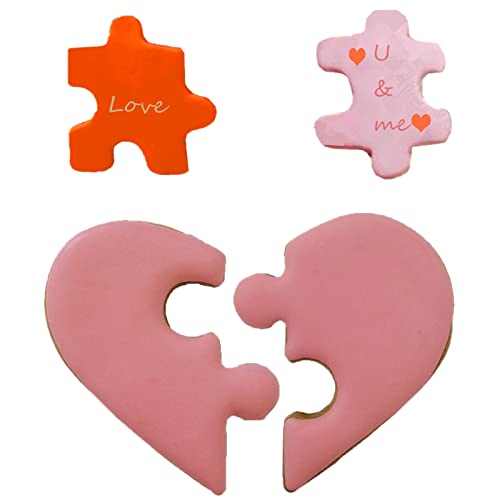 LOVE Heart Puzzle Shaped Cookie Set of 4 pcs, Stainless Steel Valentineās Day Jigsaw Puzzle DIY Fondant Cutters
