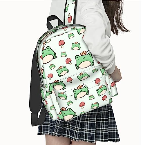 PARN Cute Frog Backpack For Women Men, 16.9 Inch Cute Frog Laptop Backpack College Bag Cute Travel Backpack
