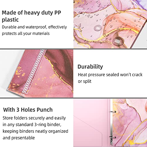 Ospelelf Folders with Pockets, Waterproof Plastic Folder with Two Fixed Corner Tabs and 2 Pockets Includes Business Card Slot, Includes Sticker, Fits 3 Ring Binder Holds 11" x 8.5", 6-Pack