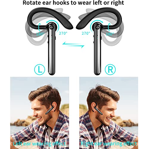 Morebili Bluetooth Headset, Wireless Headphone Business earpiece V5.0 Hands-Free Earphones with Built-in Mic for Driving/Business/Office, Compatible with iPhone and Android (F990-Black)
