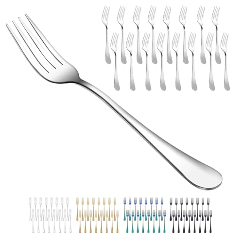 ITITT 16 Piece Dinner Forks, 8 Inch, Top Food Grade Extra-Fine Stainless Steel Silverware Forks,Silverware Set, Dishwasher Safe (Silver)