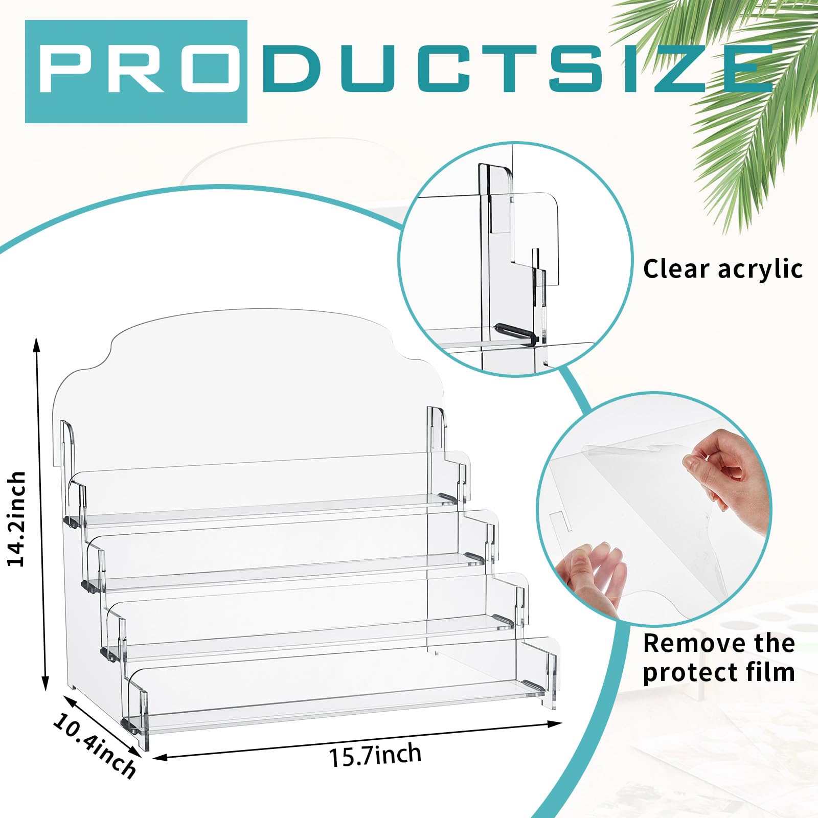 Menkxi 4 Tier Acrylic Greeting Card Display Stand Portable Sticker Display Stand Card Display Rack Card Holder Postcard Organizer for Retail Counter Desk Stamp Mail Photos Storage (Clear,Large)