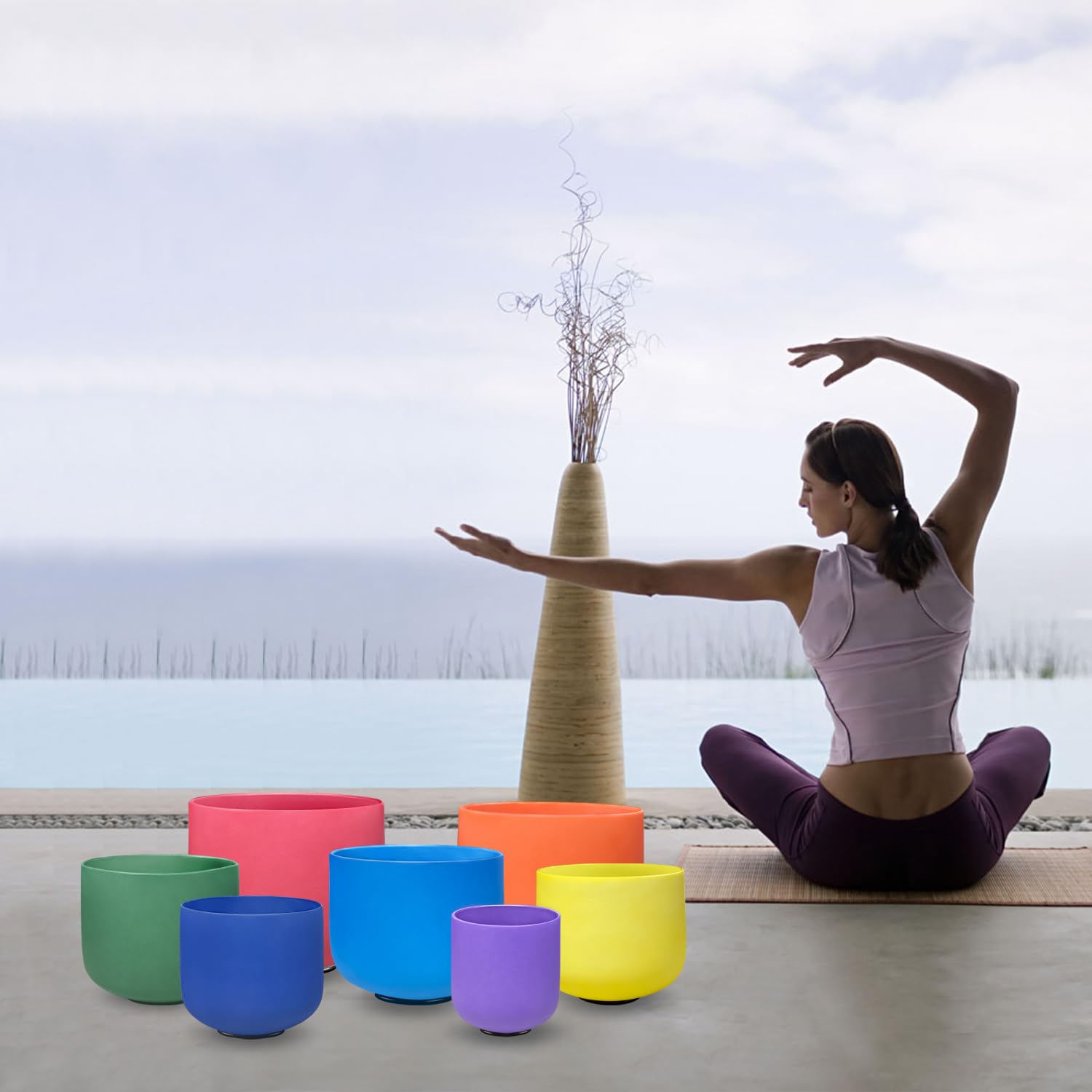 Kresec 8 Inch 432Hz Crystal Singing Bowl A Note Third Eye Chakra with O-ring and Mallet for Meditation, Yoga, Spiritual and Body Healing and Energy Cleansing