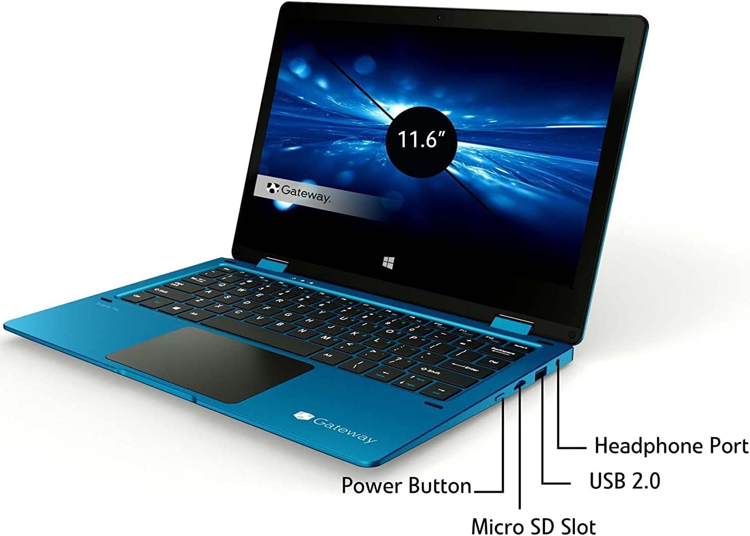 Gateway Newest Touchscreen 11.6 HD 2-in-1 Convertible Laptop in Blue Intel N4020 4GB RAM 64GB SSD Mini-HDMI Webcam Windows 11 S