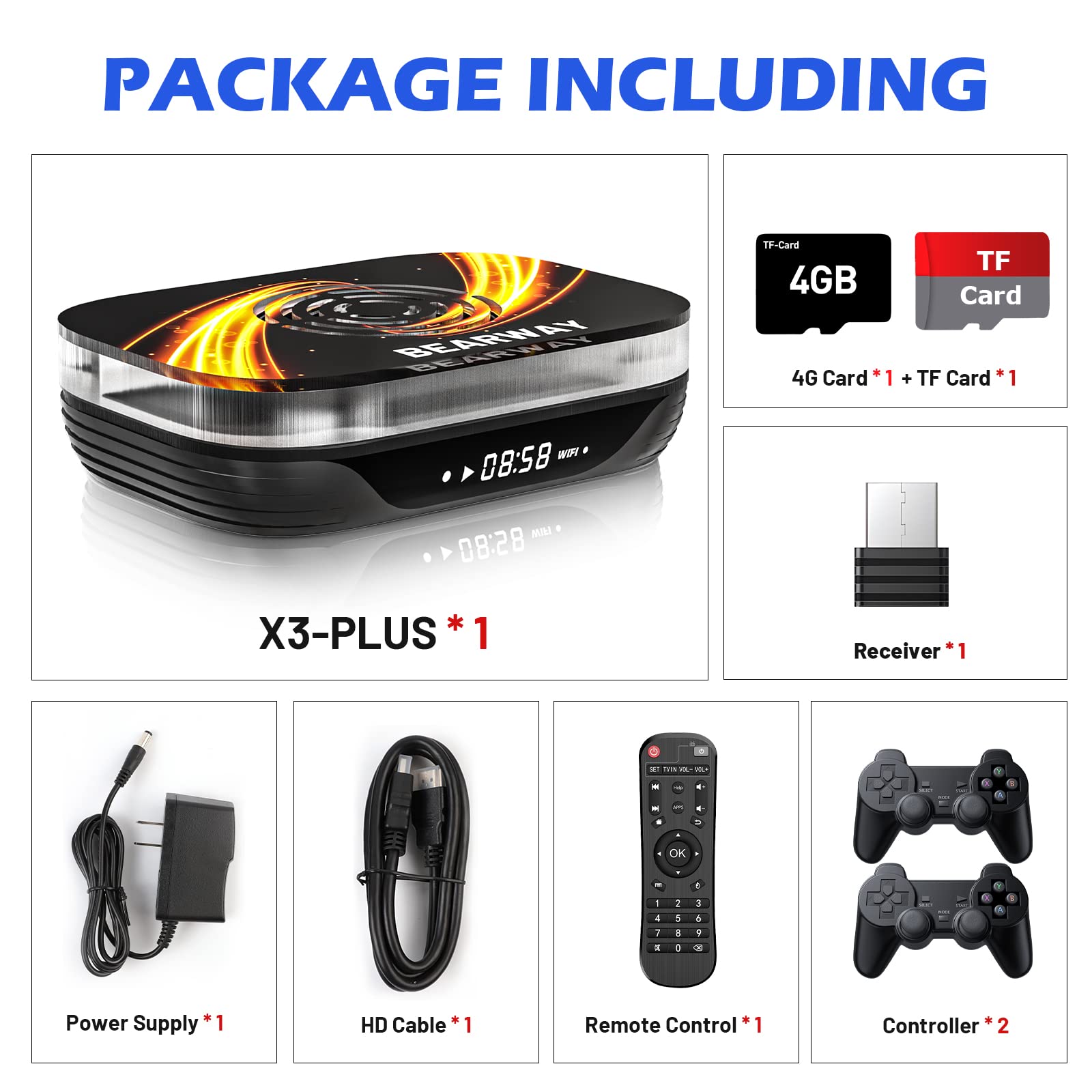 Lutonvia Retro Game Consoles Super Console x3 Plus Built-in 114000+ Games, EmuELEC 4.5/Android 9.0/CoreEL 3 System in 1, Video Game Console for 8K UHD Output, S905X3 Chip, 2.4G/5G, BT 4.0(256G)