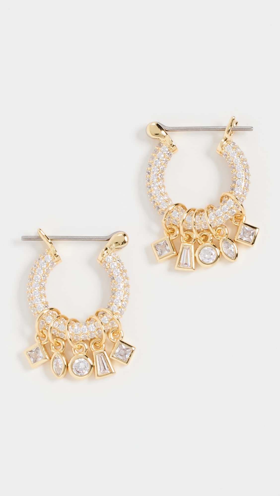 Luv Aj Women's Bezel Stone Shaker Hoops, Gold, One Size