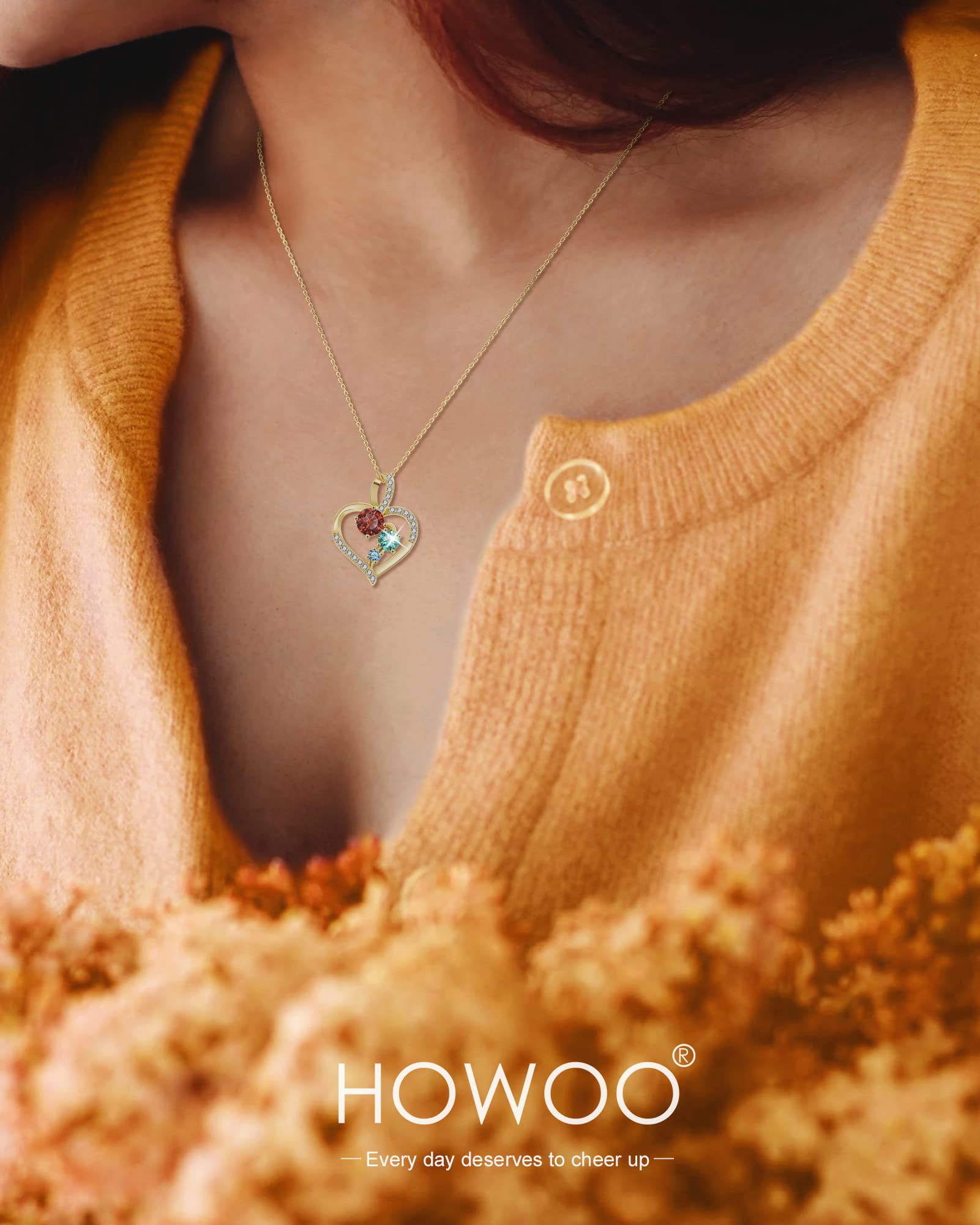 Howoo Lab Created Diamond Necklace Pure Sterling Silver Necklace for Women with Moissanite Diamond Perfect Gifts for Her