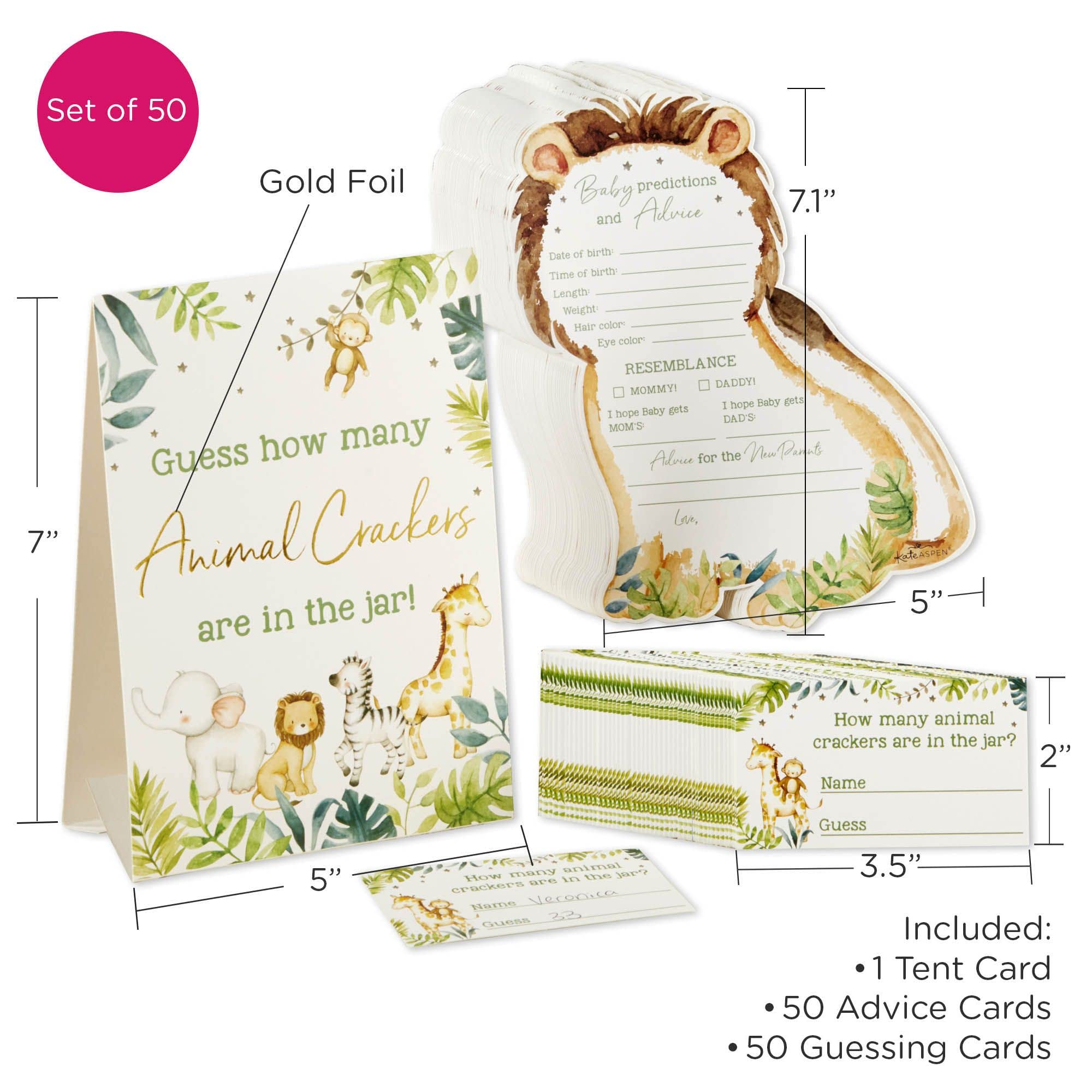 Kate Aspen Decorations Safari Baby Shower, One Size, Advice Cards & Game