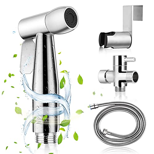 HAKKALA Stainless Steel Handheld Bidet Sprayer for Toilet, Wall Mount, Polished