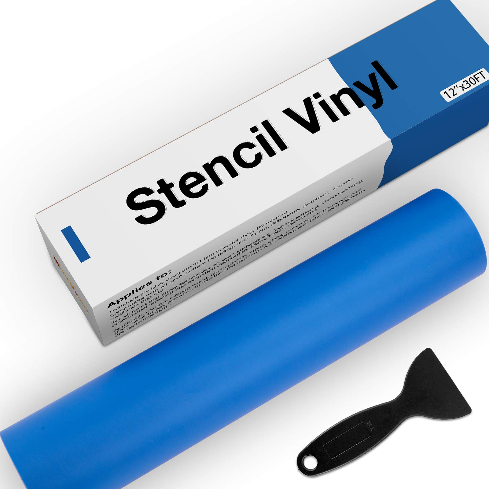 HTVRONT Stencil Vinyl- 12” x 50 FT Light Blue Adhesive Stencil Vinyl for Cricut & Silhouette Machine，Stencil Vinyl Roll for Crafting Decoration