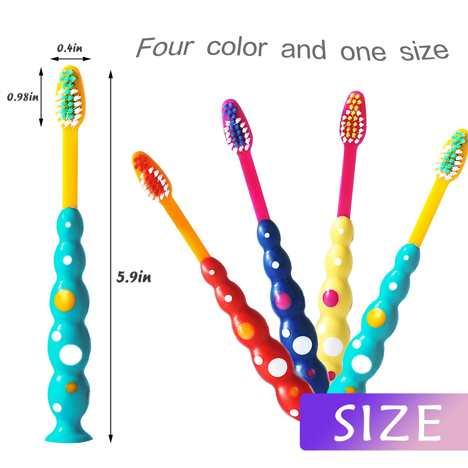 Pasuwisma Kids Toothbrush 6 Pack ,Suction Cup for Fun Storage,Extra Soft Bristle Toothbrushes for Kids